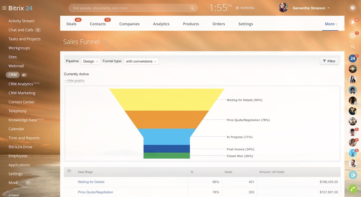 Bitrix24 - CRM grátis para restaurantes